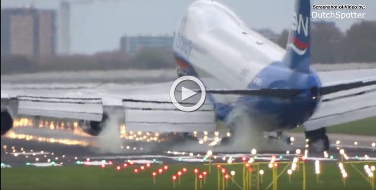 Extremely Hard Landing Of Jumbo Boeing Jet Caught On Tape