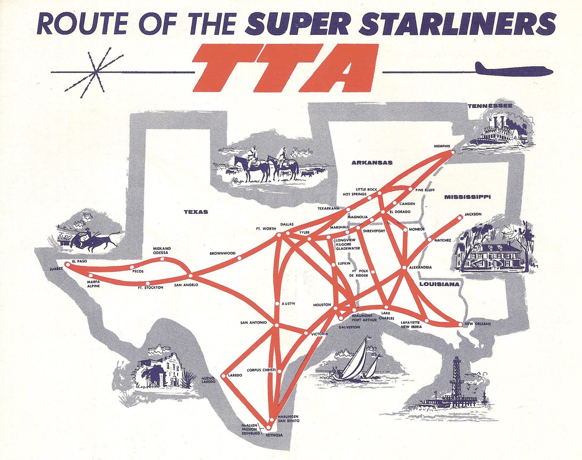 Trans-Texas Airways: Route of the Starliners
