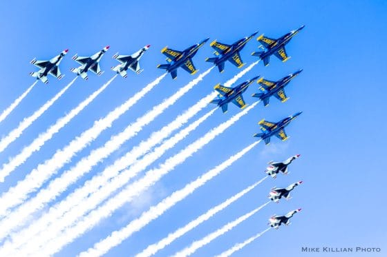 Blue Angels And Thunderbirds Fly Super Delta Over Pensacola