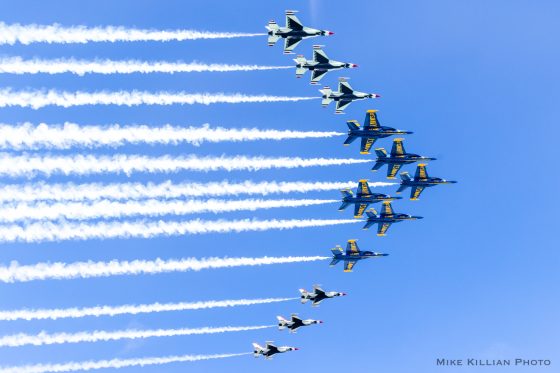 Blue Angels And Thunderbirds Fly Super Delta Over Pensacola