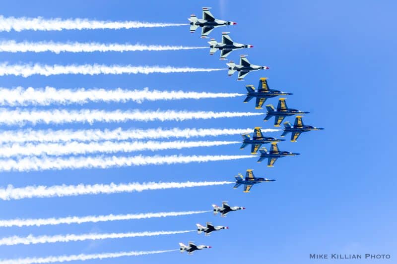 Blue Angels And Thunderbirds Fly Super Delta Over Pensacola