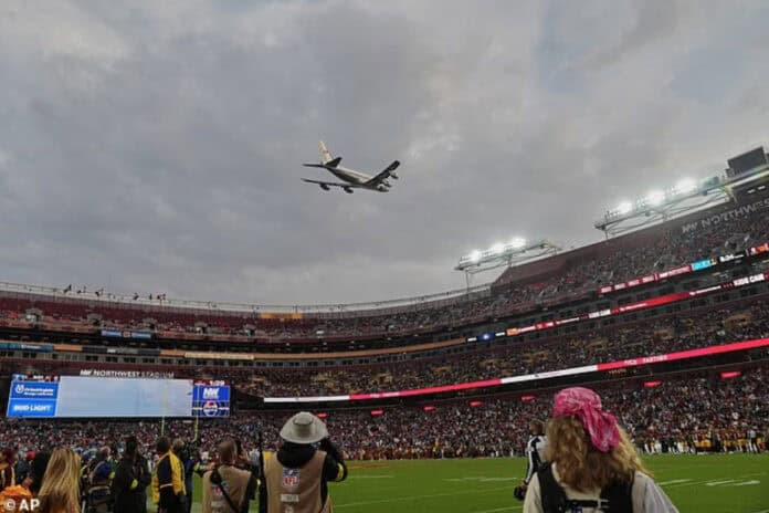 Low And Loud: Epic Air Force One Flyover Wows 65,000 NFL Fans In Washington